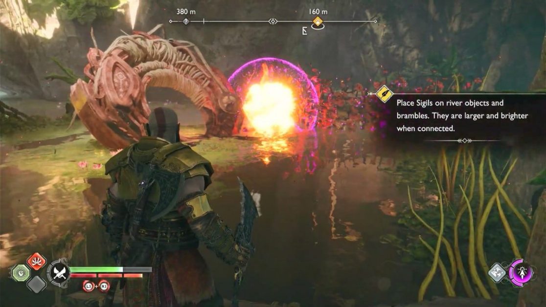 Place Sigils on river objects and brambles | God of War Ragnarok ...