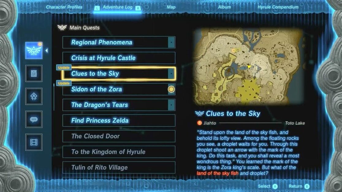 Where to find Land of the Sky Fish & the Droplet | Legend of Zelda Tears of the Kingdom ...